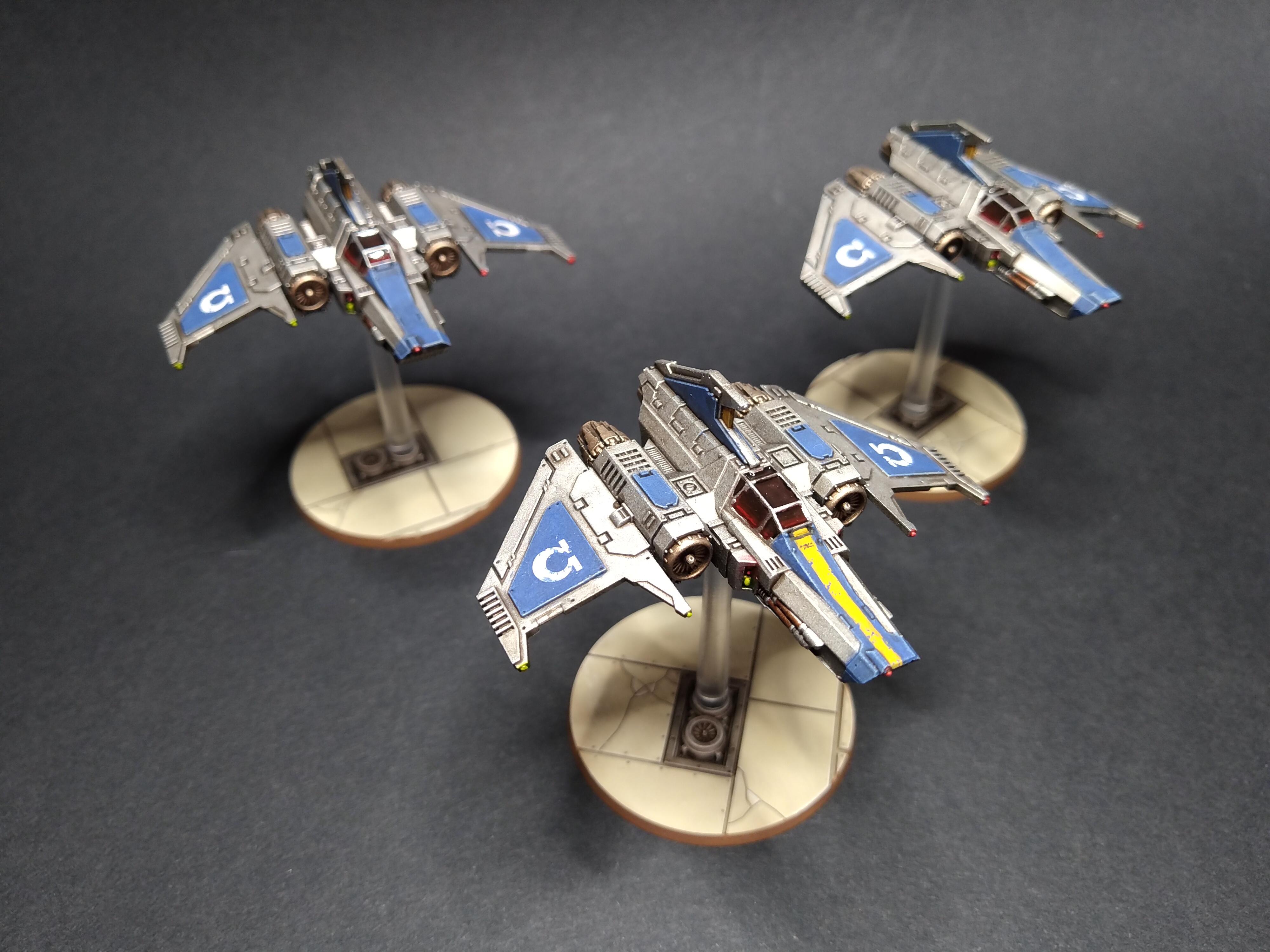 Gold Leader, Legions Imperialis, Silver, Ultramarines, Xiphon Interceptor - Ultramarine Xiphon ...